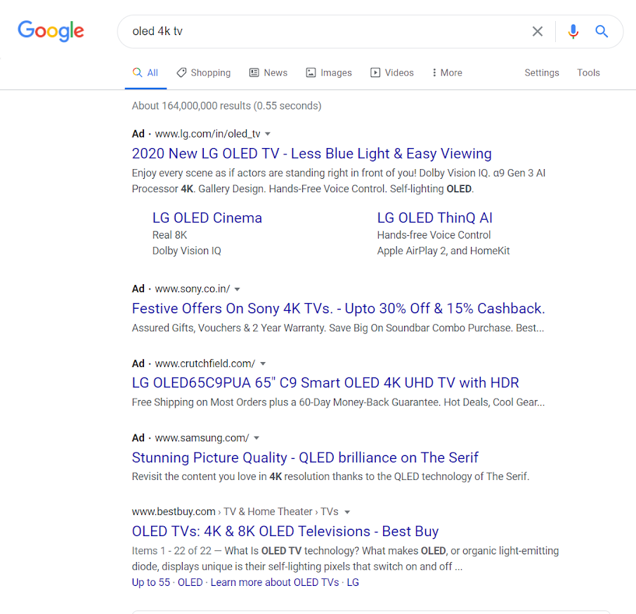 Dynamic search ads store